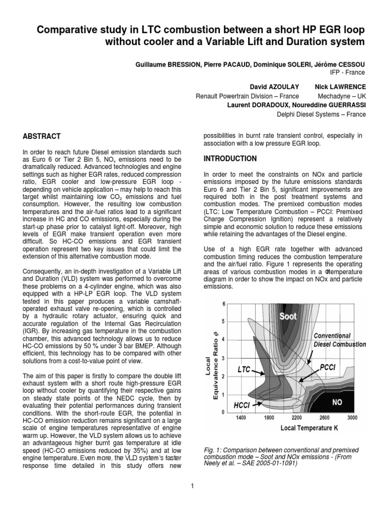 Comparative Study in LTC Combustion Between HP Egr and Variable Lift and Duration | Download ...