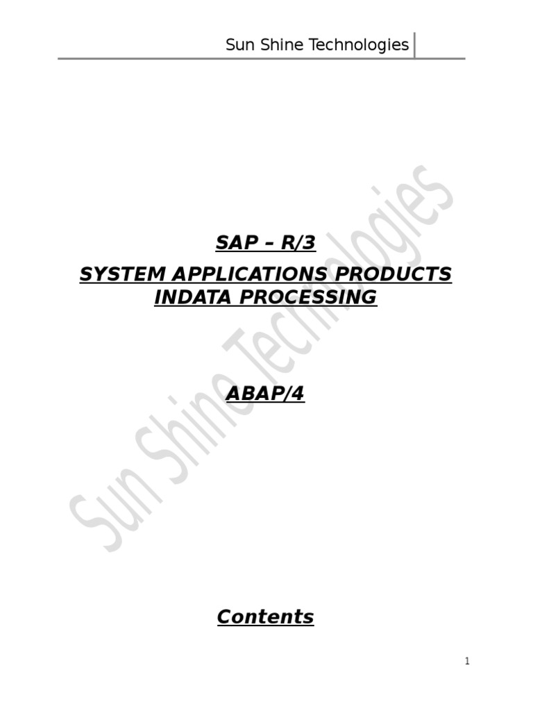 Abap Material Final | PDF | Database Index | Databases