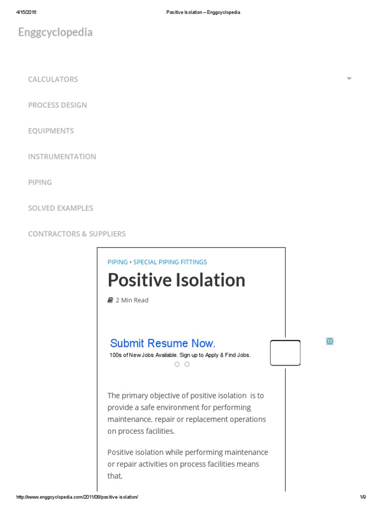 Positive Isolation – Enggcyclopedia | Valve | Mechanical Engineering