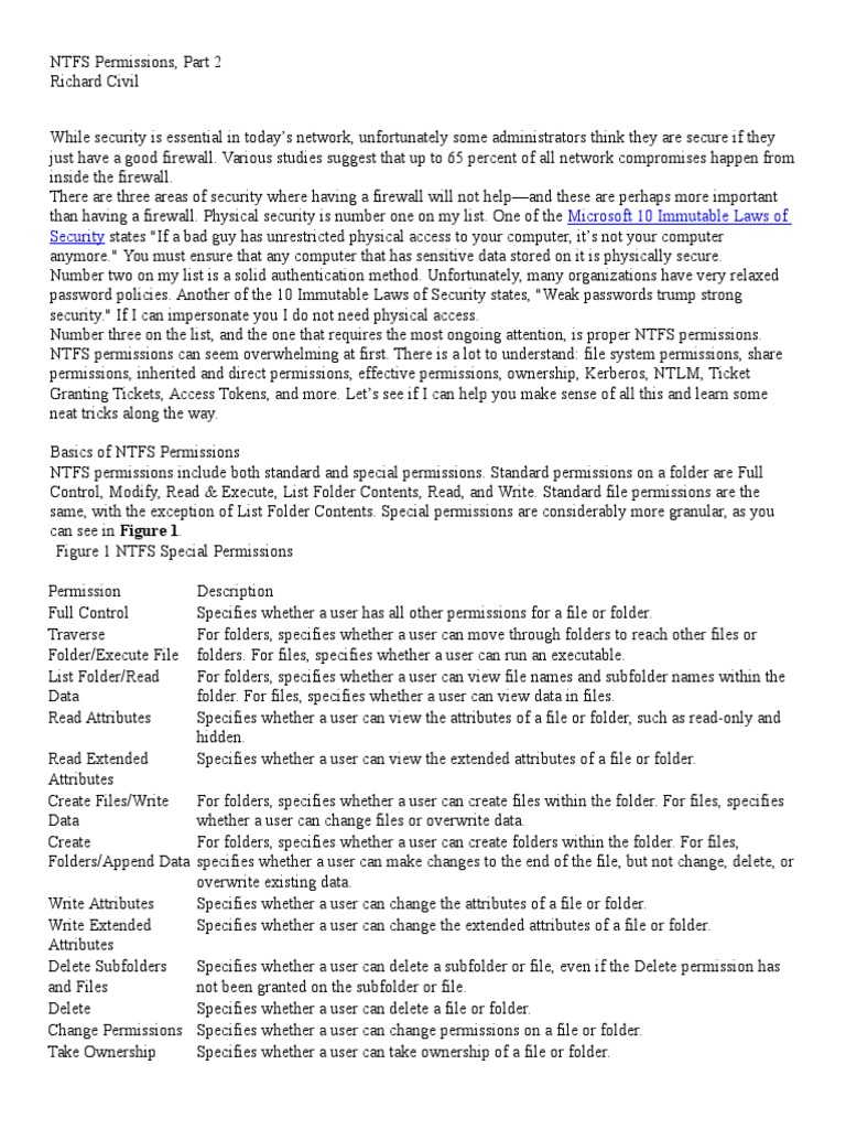 NTFS Permissions | PDF | Computer File | Windows 2000