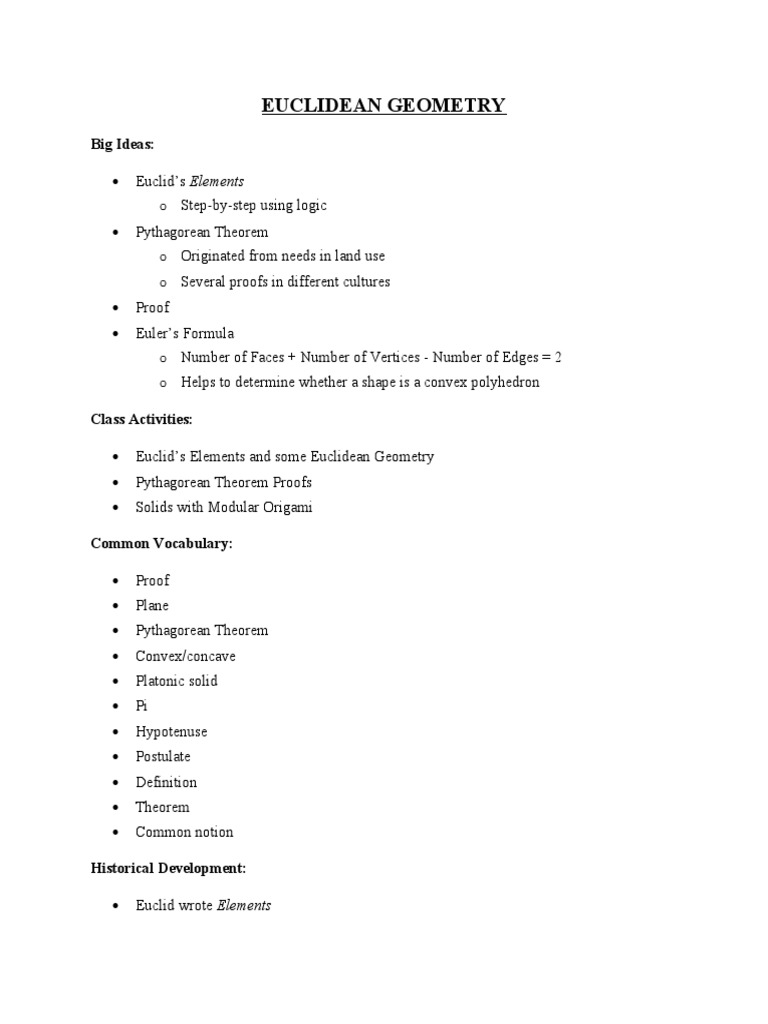 Overview of Key Mathematical Concepts | PDF | Geometry | Euclidean Geometry