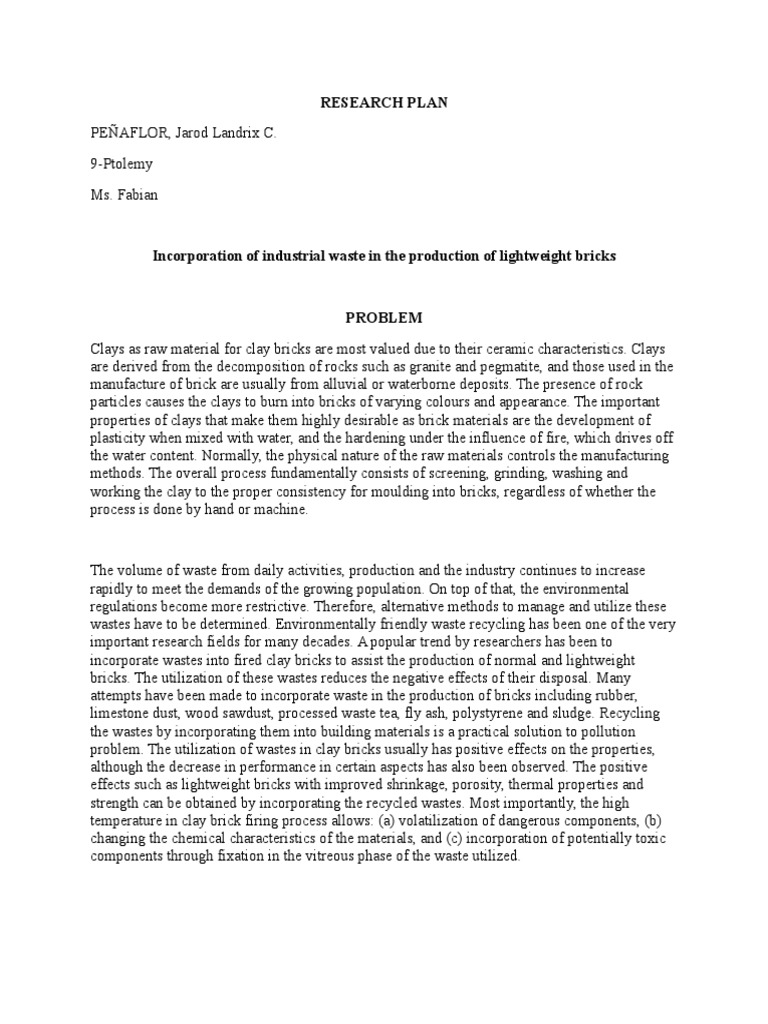 RP Example | PDF | Brick | Fly Ash