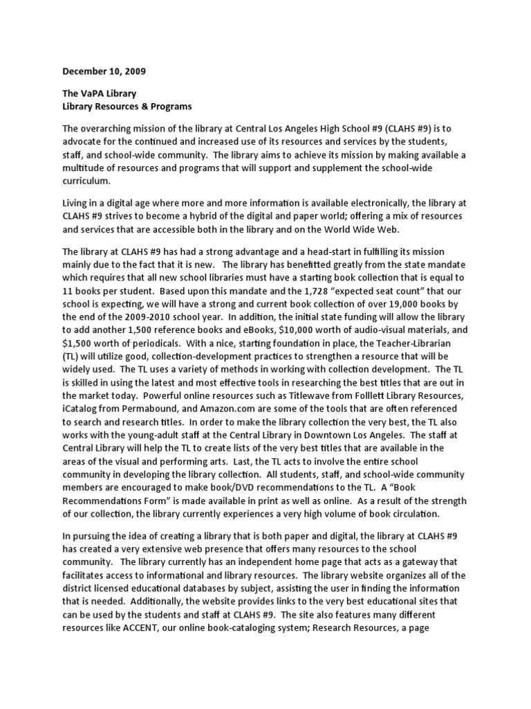 (WASC) About The Library - Paper | PDF | Libraries | Books