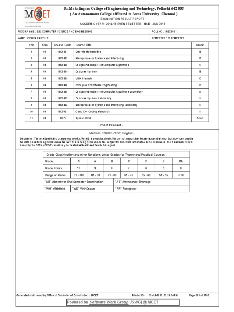 2013 Cse - IV Sem Results | PDF | Computer Science | Computer Programming 2013 Cse - IV Sem Results | PDF | Computer Science | Computer Programming