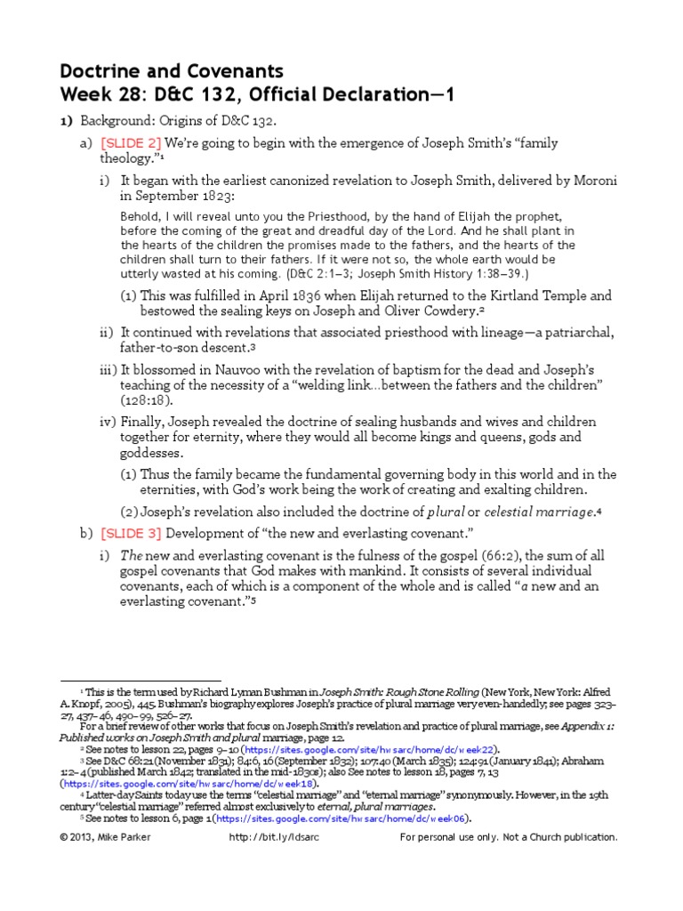 LDS Doctrine and Covenants Notes 28: D&C 132, OD-1 | PDF | Mormonism ...