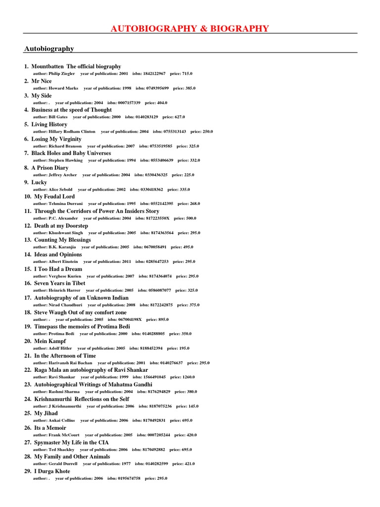 Autobiography & Biography Books | PDF