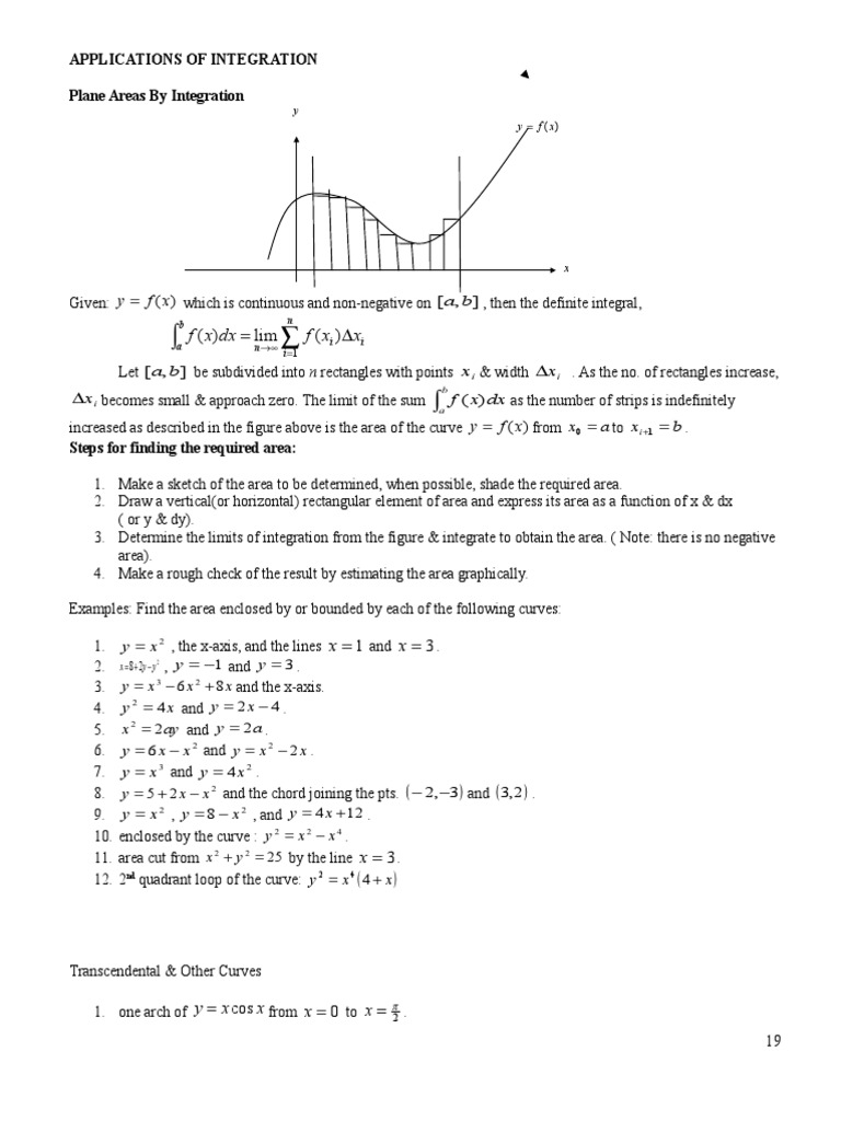 X X F DX X F: Applications of Integration Plane Areas by Integration ...