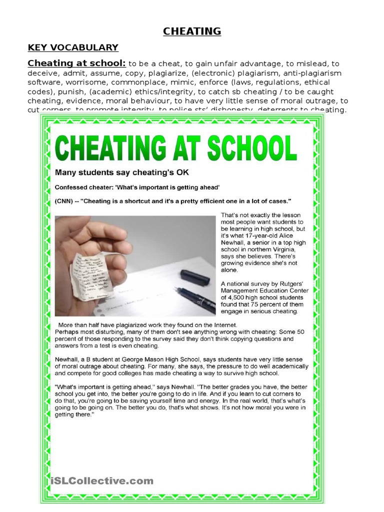 Cheating: Key Vocabulary Cheating at School | PDF | Doping In Sport ...