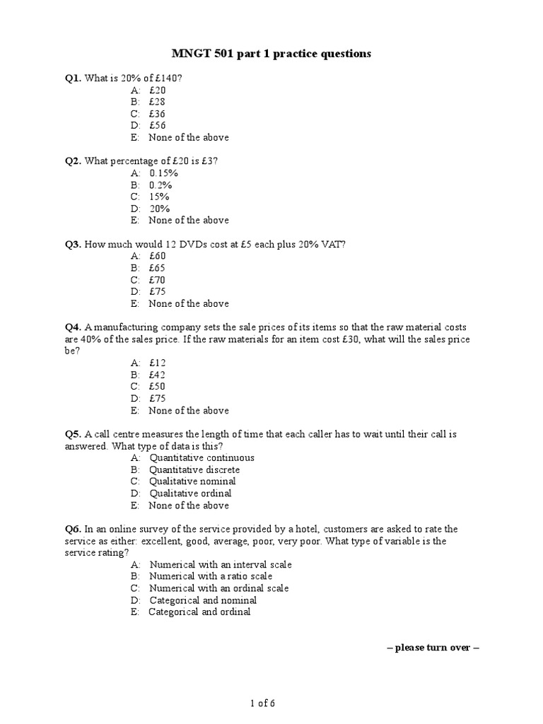 Lecture 4 Practice Questions | PDF | Level Of Measurement | Statistics