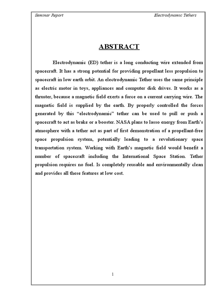 Electrodynamic Tethers Pdf Spacecraft Propulsion Rocket