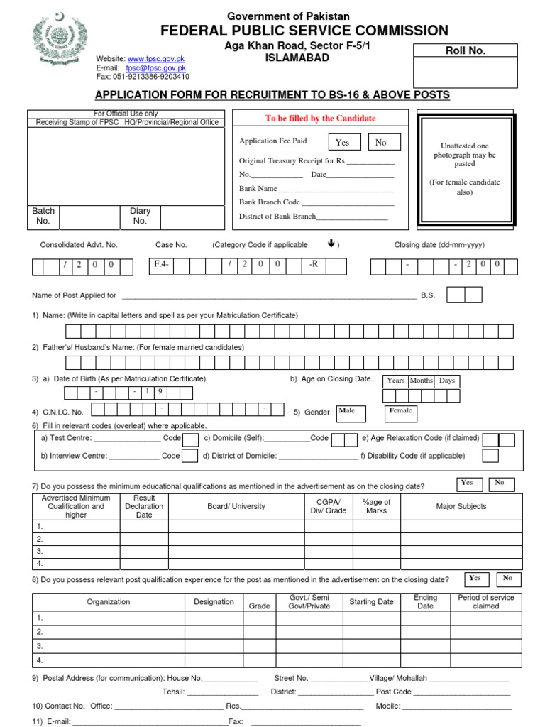 FPSC (Pakistan) Application & Challan Form | PDF | Rupee | Cheque