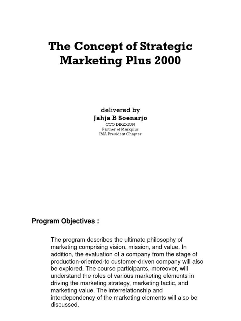The Concept of Strategic Marketing Plus 2000 | PDF | Market ...