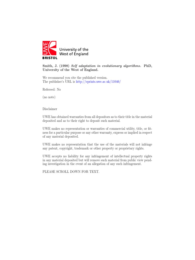 Self Adaptation in Evolutionary Algorithms | PDF | Genetic Algorithm ...