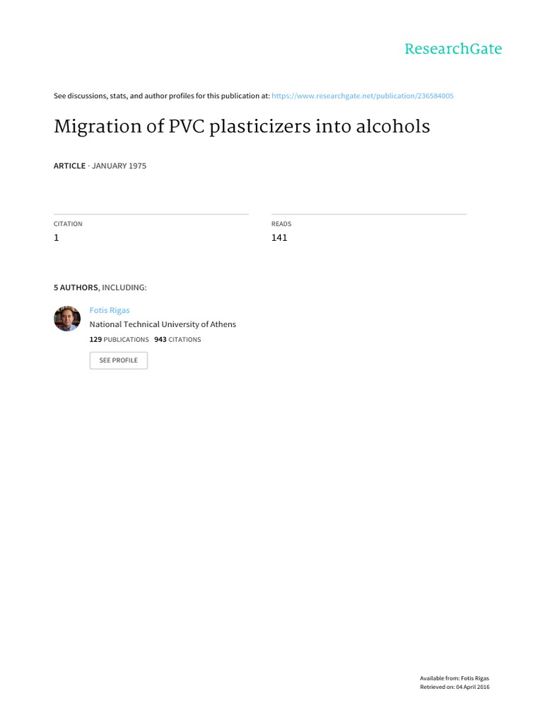 PVC Plasticizer Migration Study | PDF | Polyvinyl Chloride | Polymers