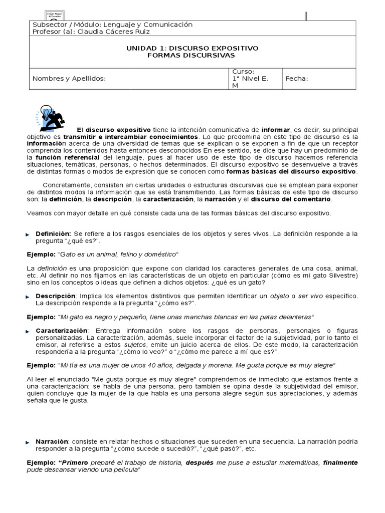 Guía N°4 Formas Discursivas | PDF | Gatos | Subjetividad