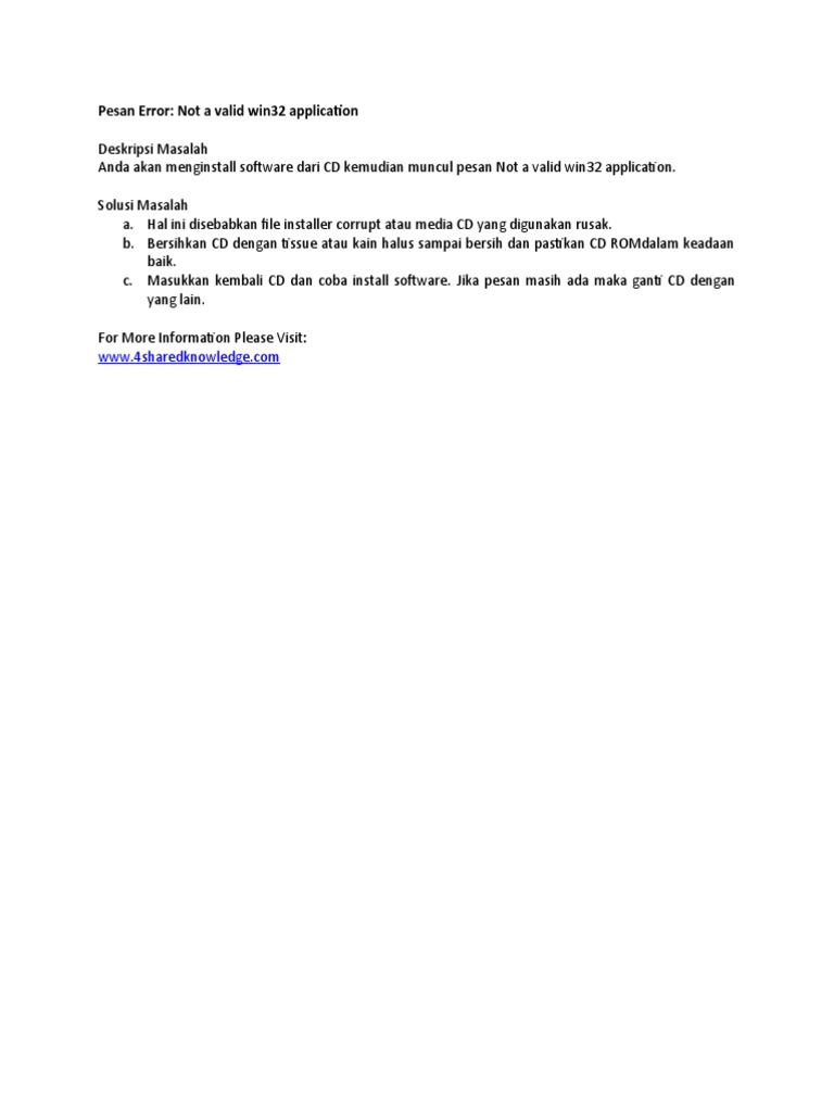 Pesan Error Not A Valid Win32 Application | PDF