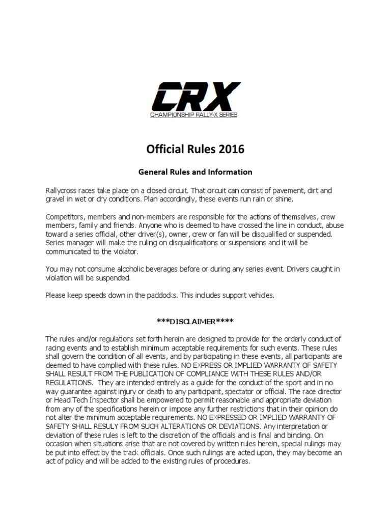 CRX Rules | PDF | Truck | Tire