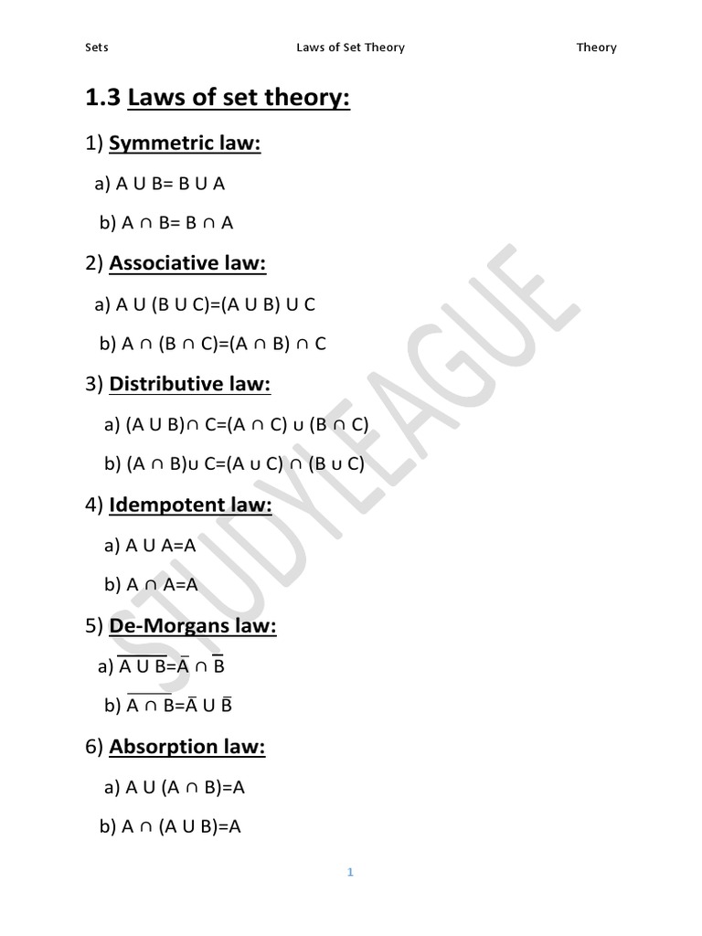 Laws of Set Theory | PDF