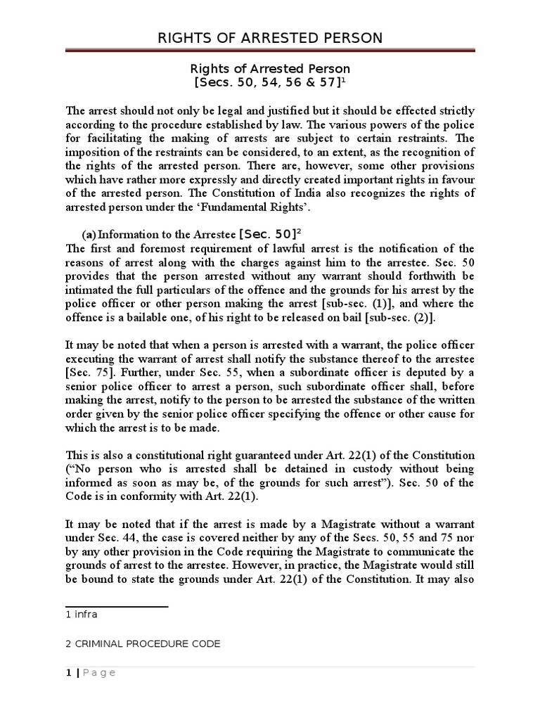 Rights of Arrested Person | PDF | Arrest | Bail