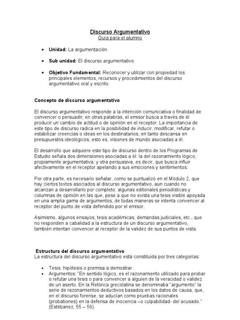Discurso Argumentativo alumno | Argumento | Movimientos filosóficos | Prueba gratuita de 30 días ...