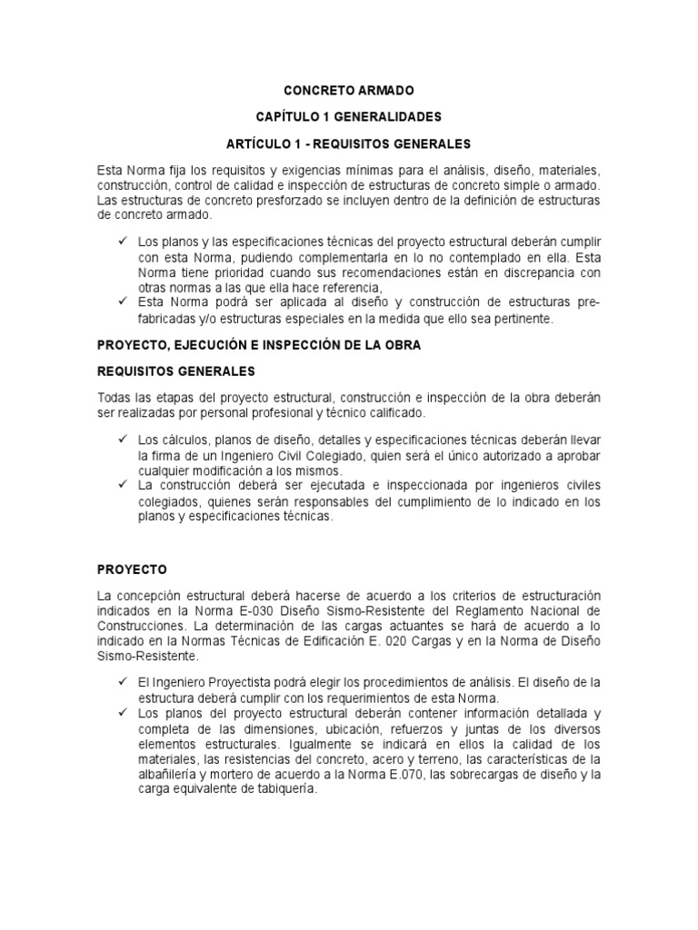 Resumen Norma E060 | PDF | Hormigón | Cemento