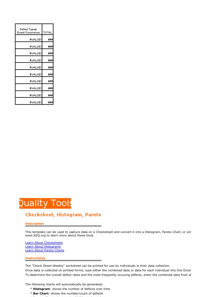 Check Sheet Histogram Pdf Computing Business