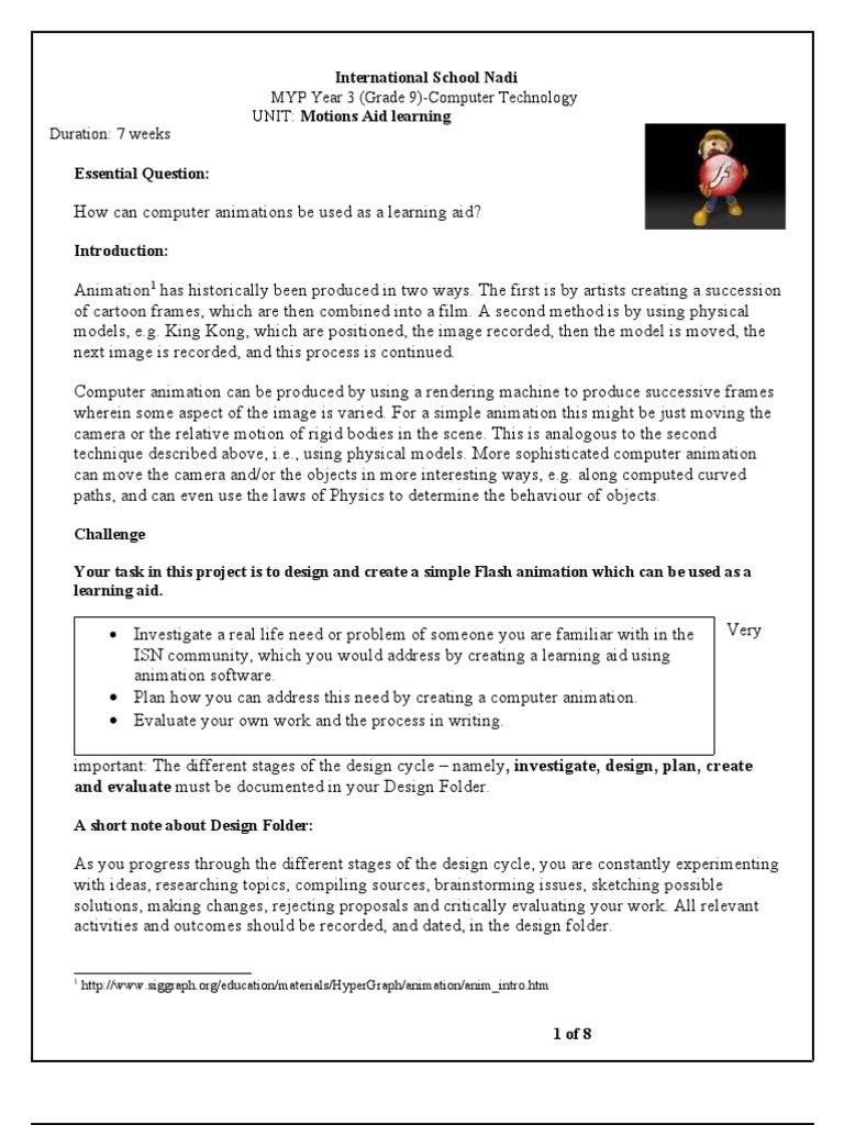 Grade 9 Computer Animation Project | PDF | Computers