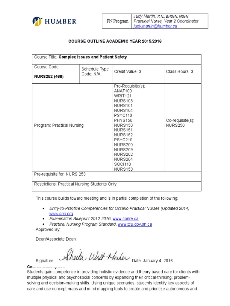 Nurs 252 Course Outlines - Jan 4 2016 1 - 3 | PDF | Angina Pectoris ...