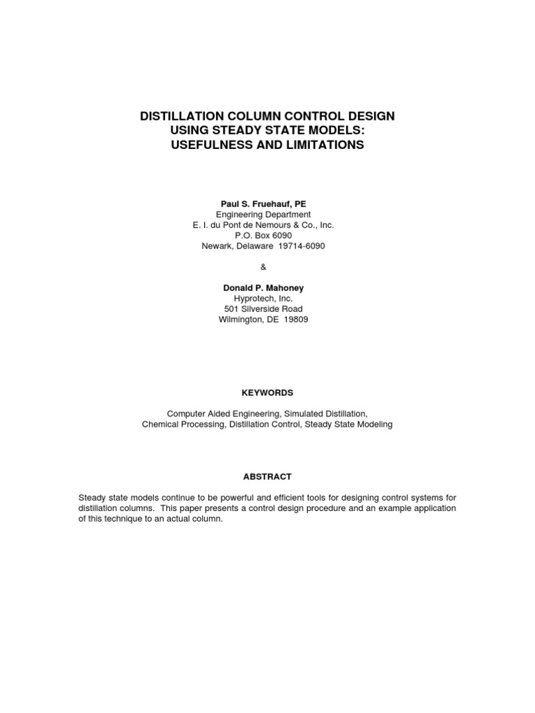 Distillation Column Control Design Using Steady State | PDF | Distillation | Control Theory