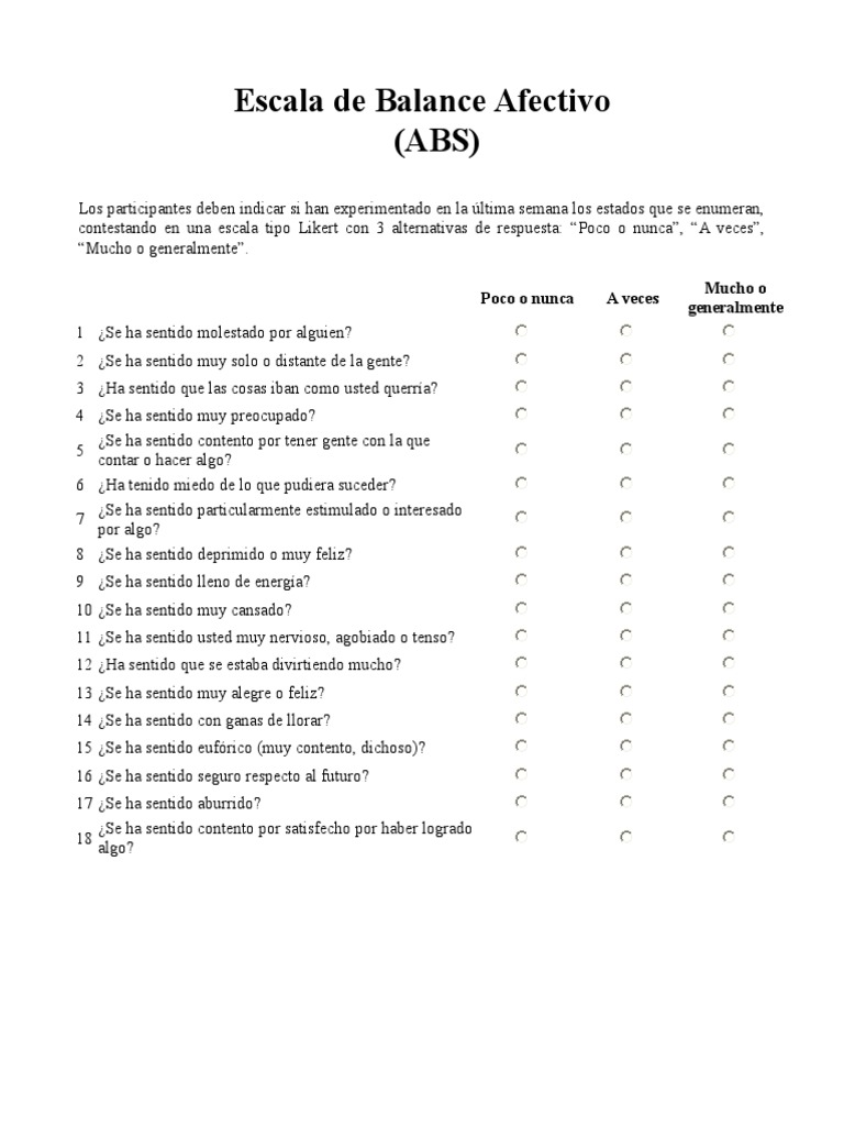 Escala de Balance Afectivo