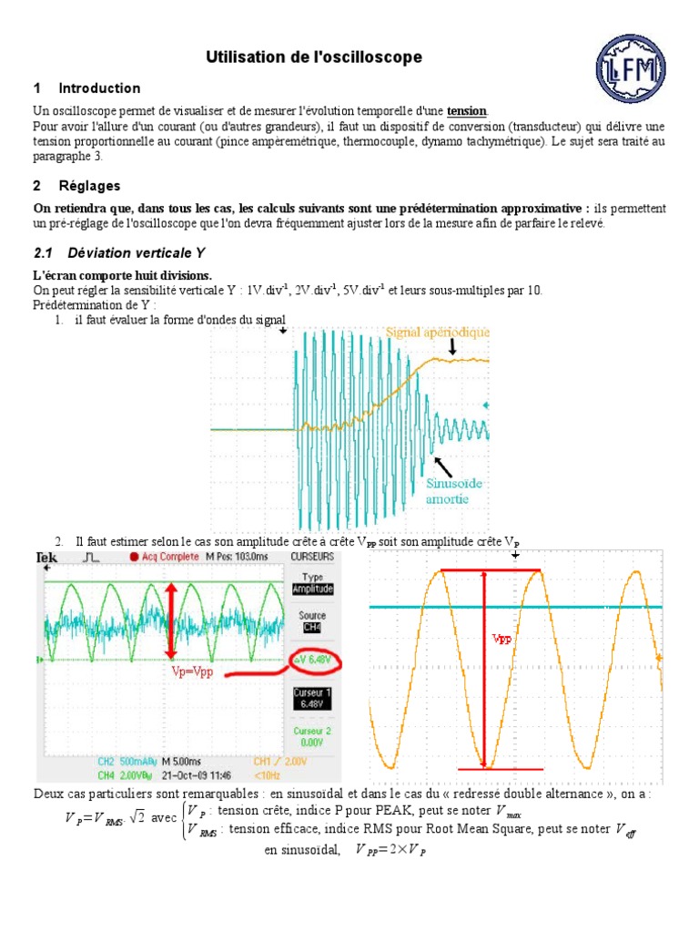 Utilisation Oscilloscope | PDF | Réseau électrique | Grandeur physique