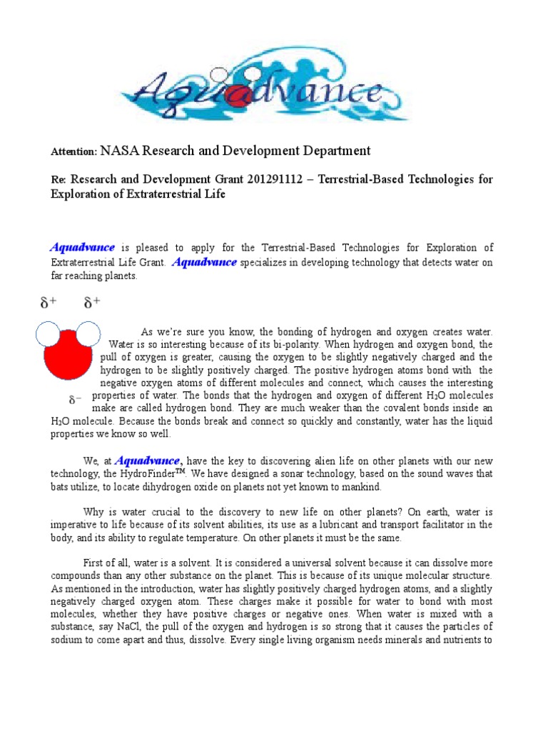 Nasa Letter | PDF | Properties Of Water | Hydrogen
