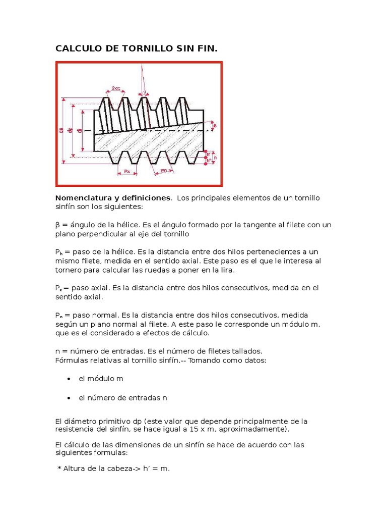 Calculo de Tornillo Sin Fin | PDF
