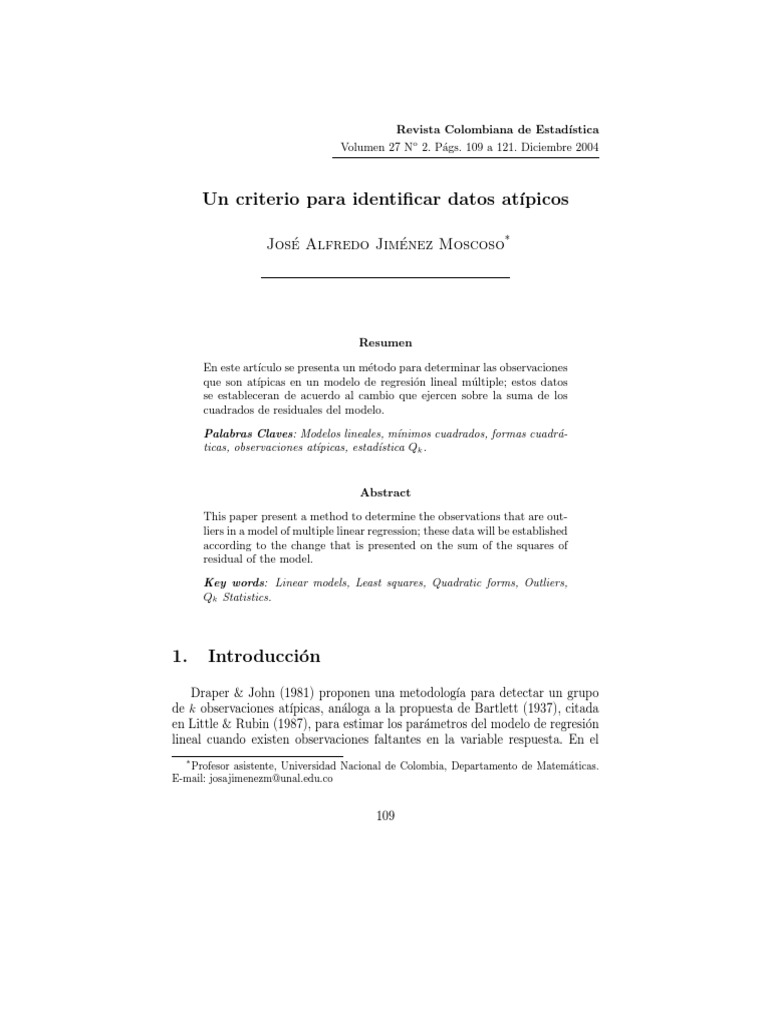 Identificacion de Datos Atipicos | PDF | Distribución Cuadrada Chi ...