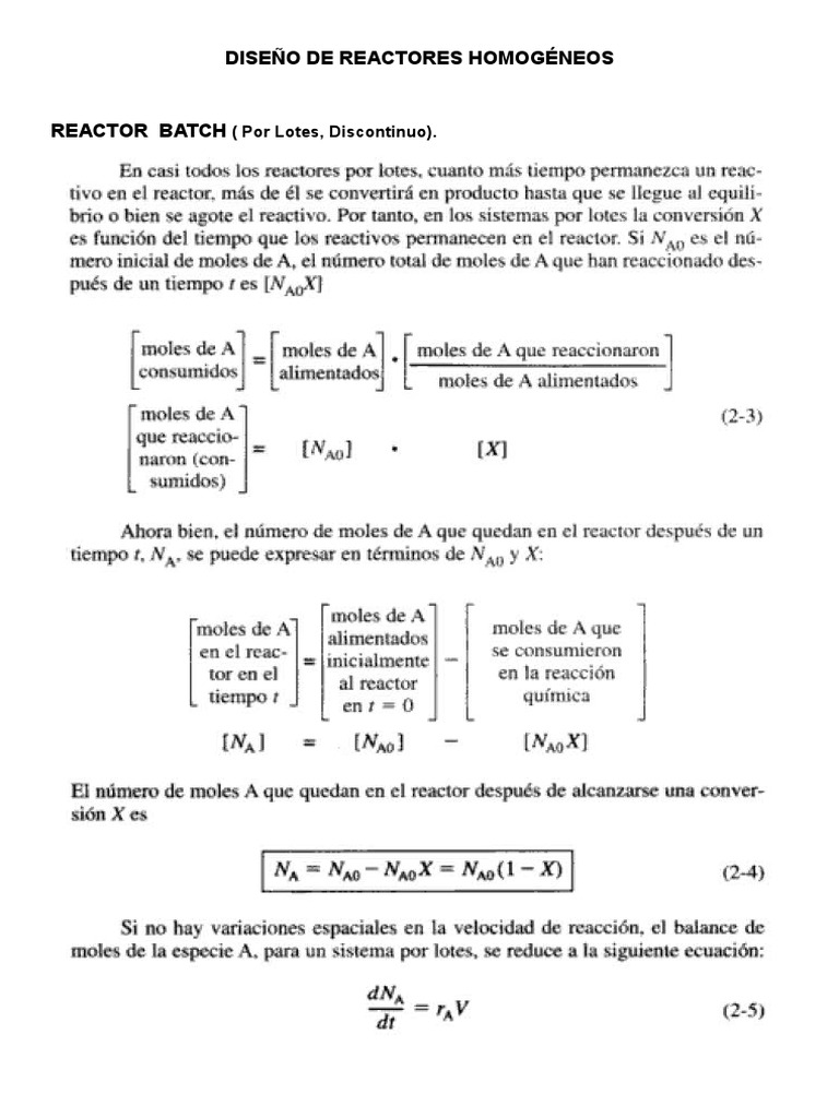 Diseño de Reactores Homogéneos | PDF | Reactor Quimico | Química
