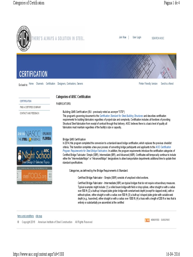 Categories of AISC Certification | Professional Certification ...