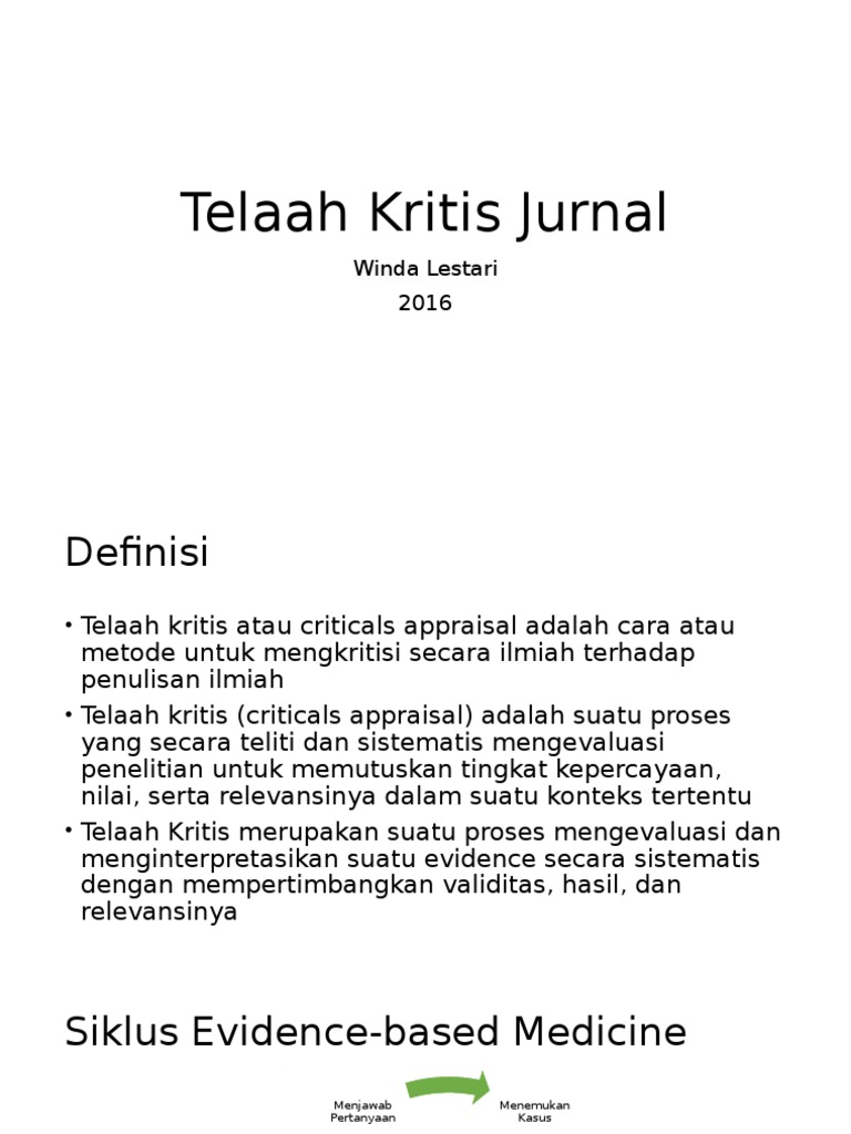 Telaah Kritis Jurnal | PDF | Pengembangan Diri