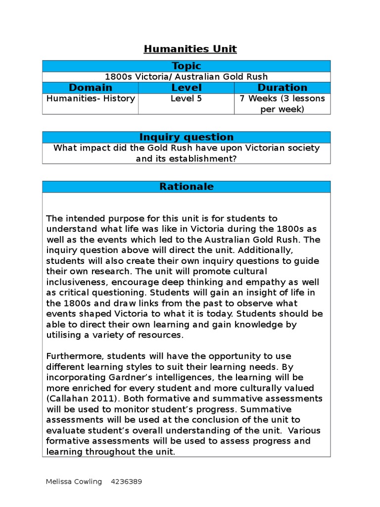 Official Website Unit Planner - Humanities | PDF | Educational ...