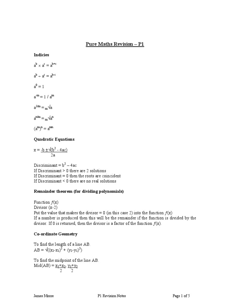 C1 Revision Notes | PDF | Trigonometric Functions | Derivative