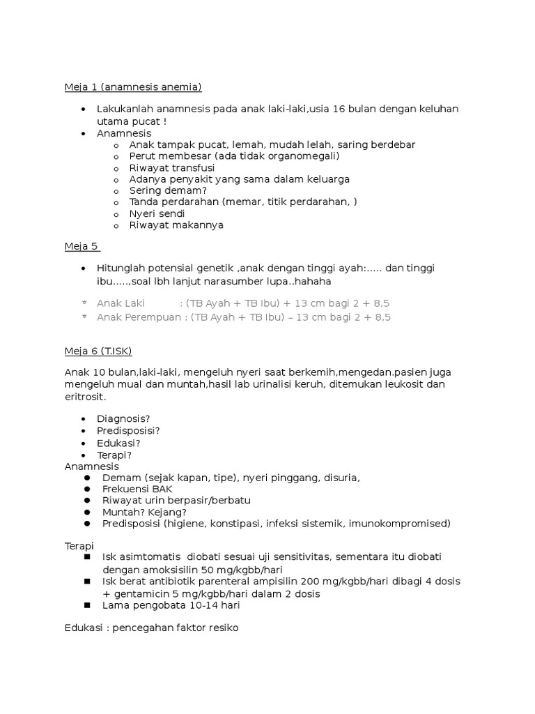 Contoh - Osce Stase Anak | PDF