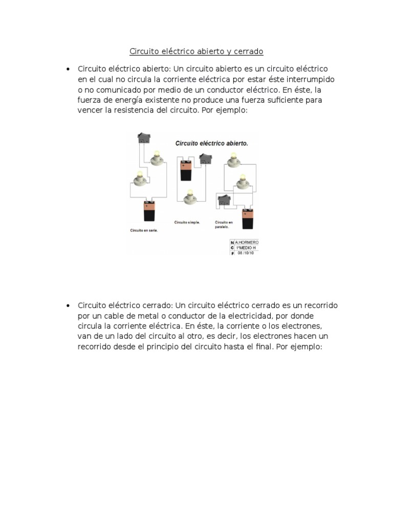 Circuito Eléctrico Abierto y Cerrado | PDF | Electricidad | Red eléctrica