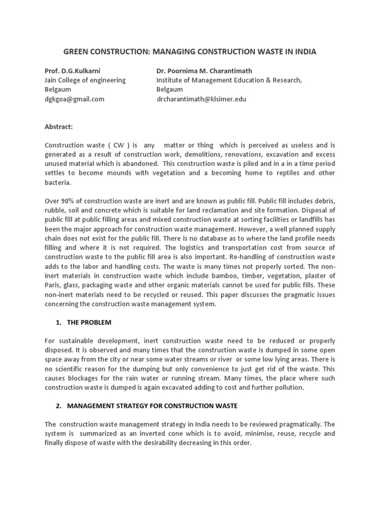 Construction Waste Management PDF | PDF | Waste | Waste Management