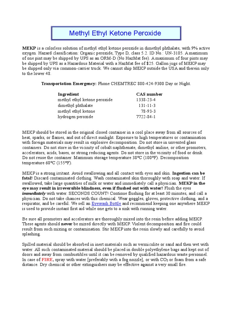 Methyl Ethyl Ketone Peroxide | PDF | Technology & Engineering