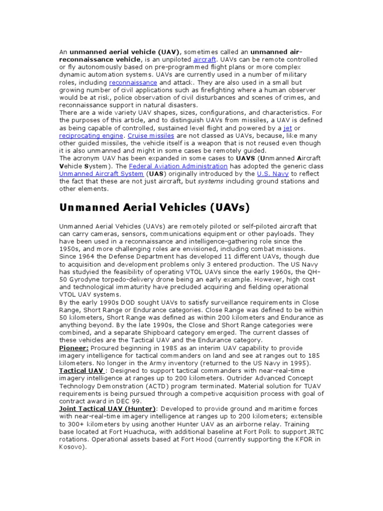 Uav PDF | PDF | Unmanned Aerial Vehicle | Unmanned Combat Aerial Vehicle