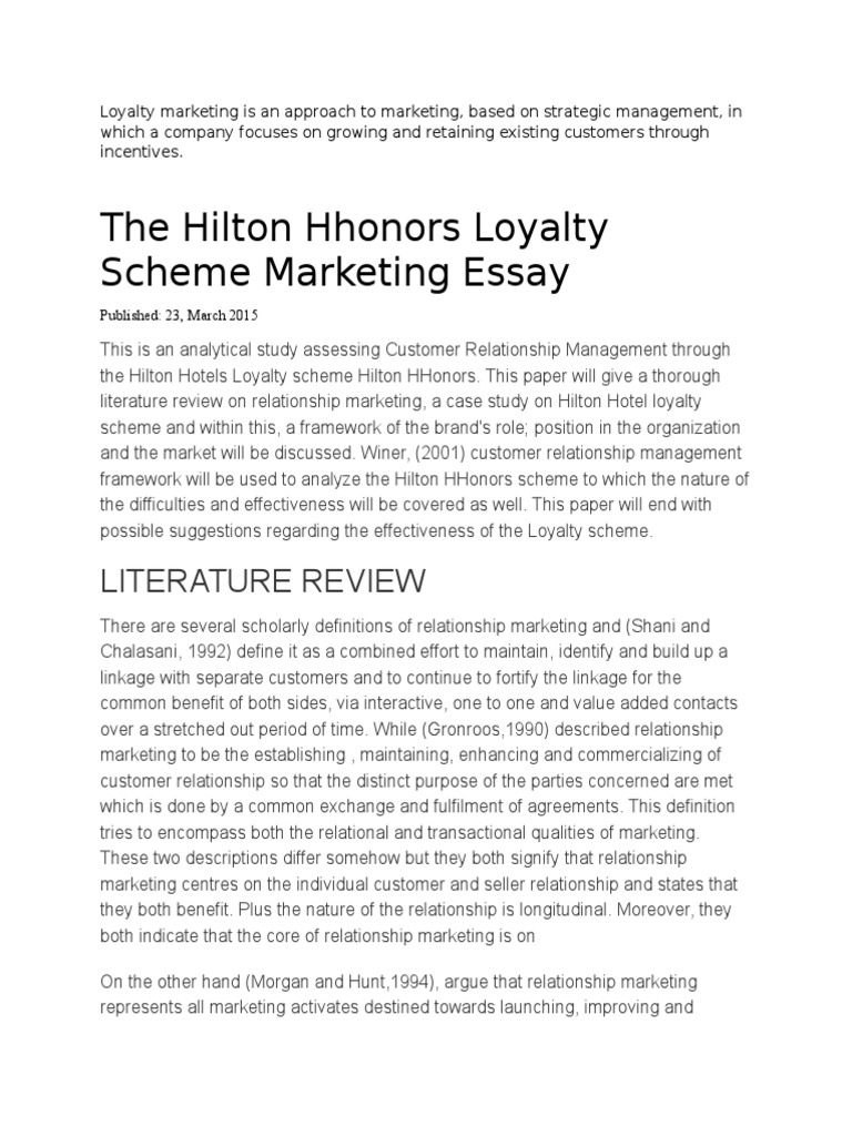 Hilton Hotel Pdf Hilton Worldwide Loyalty Program