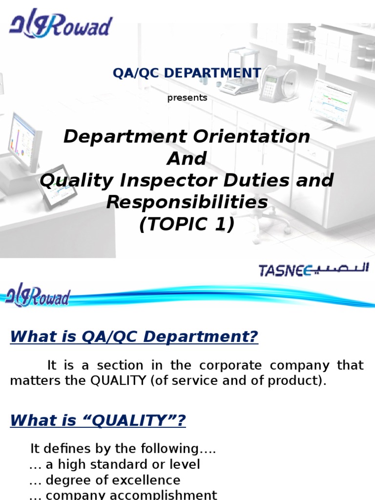 Topic 1 - QA-QC Department and QC Inspector Job | PDF | Technology ...