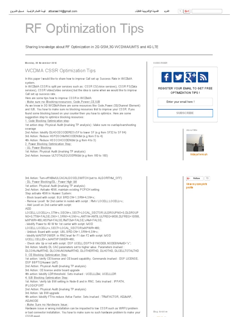 RF Optimization Tips - WCDMA CSSR Optimization Tips | PDF | Gsm | Networks