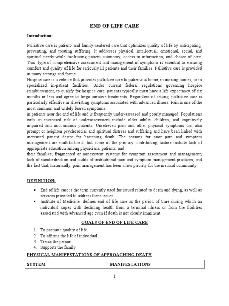 End of Life Care | PDF | Palliative Care | Terminal Illness