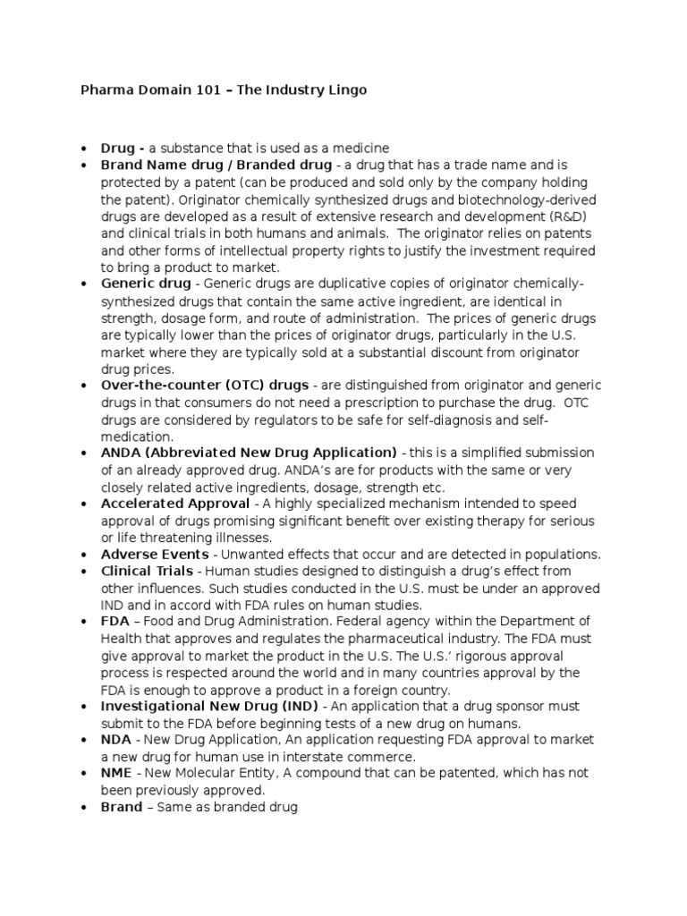 Pharma Domain 101 - The Industry Lingo (Latest) | PDF | Managed Care ...