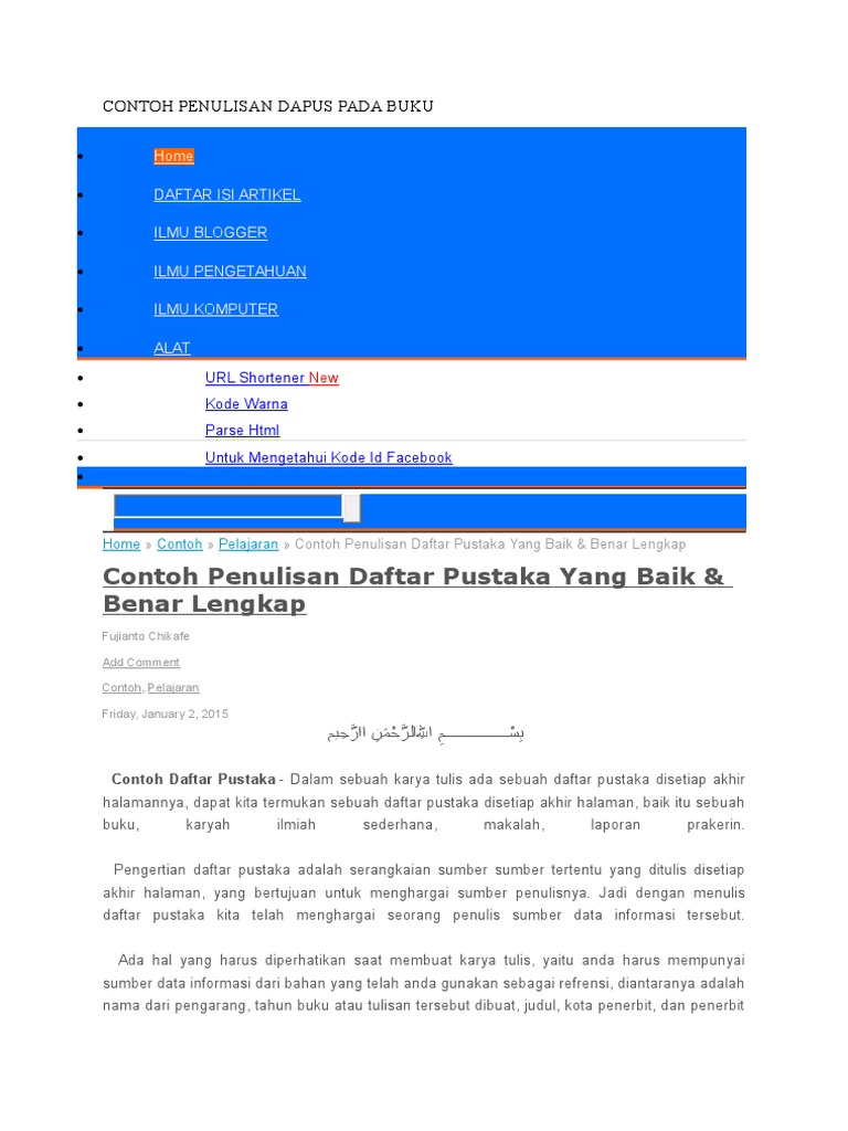 Contoh Penulisan Dapus Pada Buku | PDF